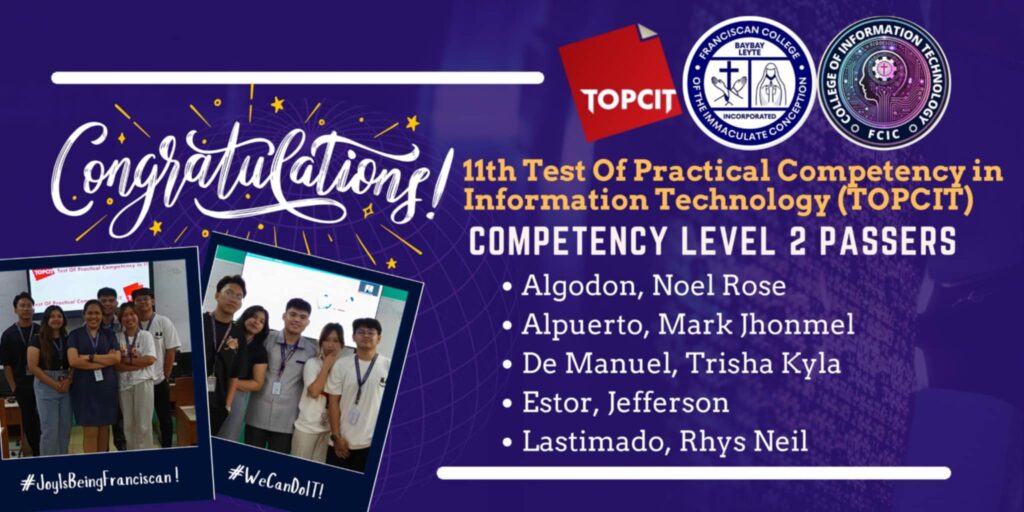 FCIC BSIT Students Shine in 11th TOPCIT Philippines, Achieving Competency Level 2 - FCIC ...